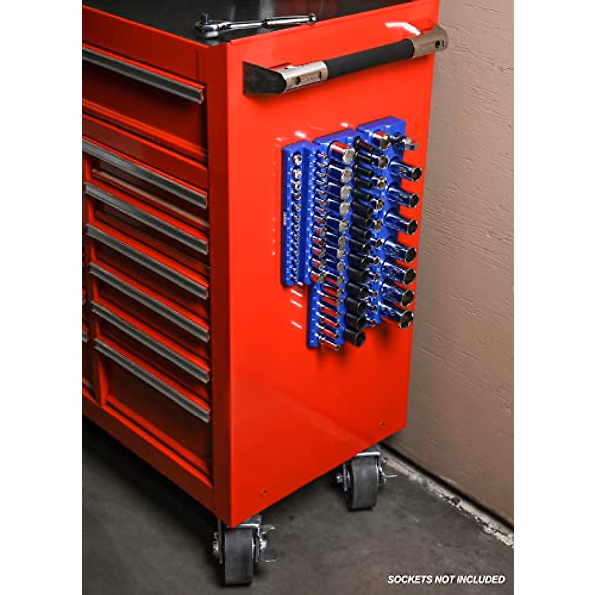 ARES 60008-30-Piece 3/8 in METRIC Magnetic Socket Organizer -BLUE -Holds 15 Standard (Shallow) and 15 Deep Sockets -Perfect for your Tool Box -Also Available in BLACK