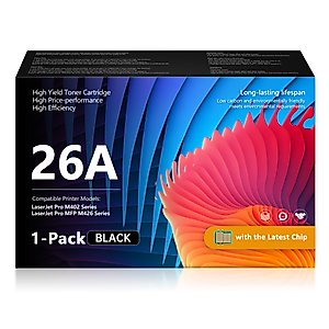 26A Black Toner Cartridge with Chip (1-Pack) | 26A Toner Cartridge Replacement for HP26A Toner 26X CF226X Compatible with Laser Pro M402-M403; MFP M426-M427, MFP M426f-M427f Series | 26A CF226A