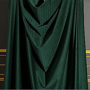 Embossed Velvet Curtain Panels Textured Room Darkning Window Treatments for Sliding Glass Door Extra Wide Custom Length Drapes, Custom Size, Dark Green