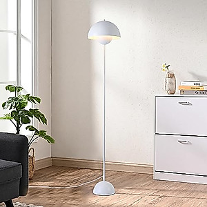 LUSTORM 1 Mid Century Tall Standing Floor Lamp, White Bud Modern Bright Floor Lamps for Living Rooms & Bedrooms, Lighting Lamp Metal Floor Lights for Corner illumination-E26 Socket(No Bulb)