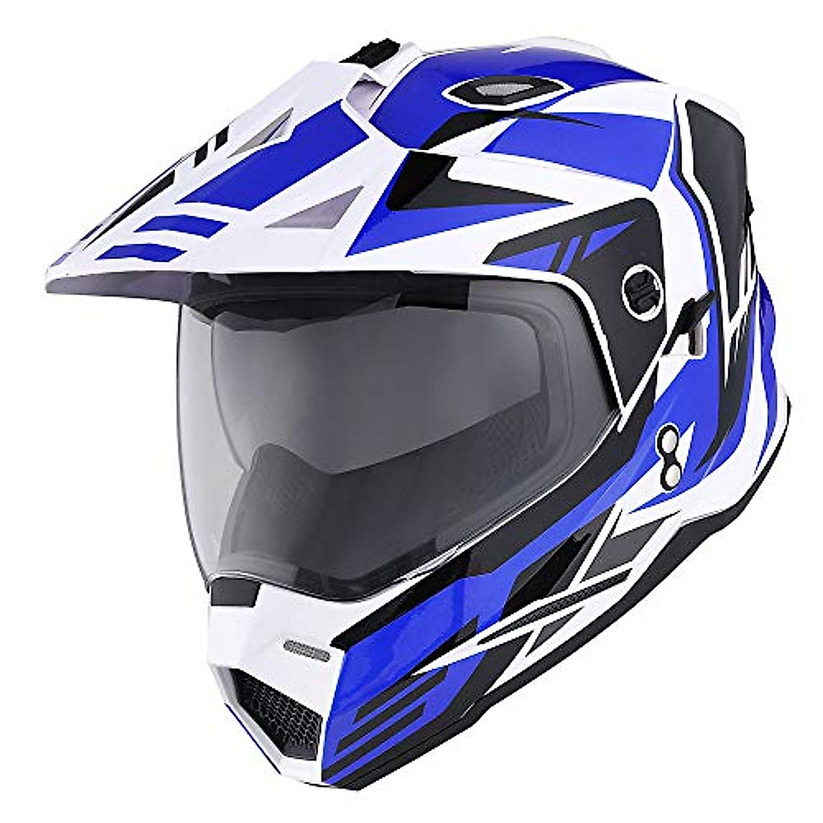 1Storm Dual Sport Motorcycle Motocross Off Road Full Face Helmet Dual Visor Storm Force Blue, Size Medium