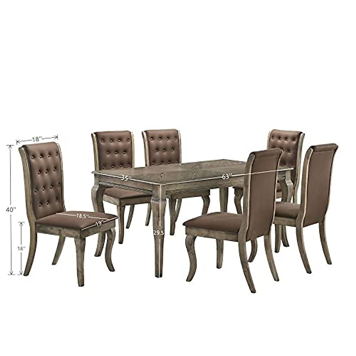 Liveasy Furniture Dining Table Set for 6 with Chairs, Dining Room Table Set with Tufted Dining Chairs, Kitchen Table Set for 6