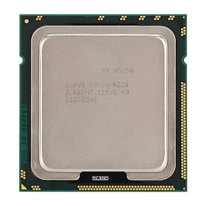 Xeon X5650 CPU, Six Core Twelve Threads 2.66GHz 12M Cache LGA1366 6.4 GT,s QPI 95W DDR3 800,1066,1333 SSE4.2 Maximum 3 Memory Channels Maximum 32GB,s Memory Bandwidth