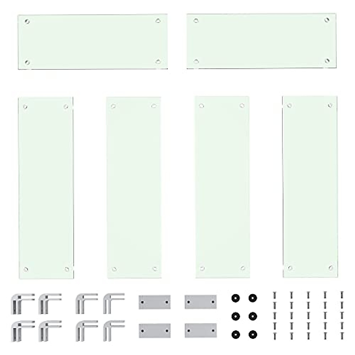 BQMAX 41.5" x 17.5" Fire Pit Glass Flame Wind Guard Rectangular, 5/16" Thick Fire Table Tempered Glass Wind Guard, Split Panel Design Wind Guards for Fire Pit Table