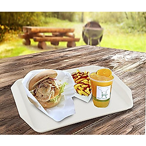 Eagrye Fast Food Serving Trays, Rectangle 16.9" x 12", Set of 6 (White)