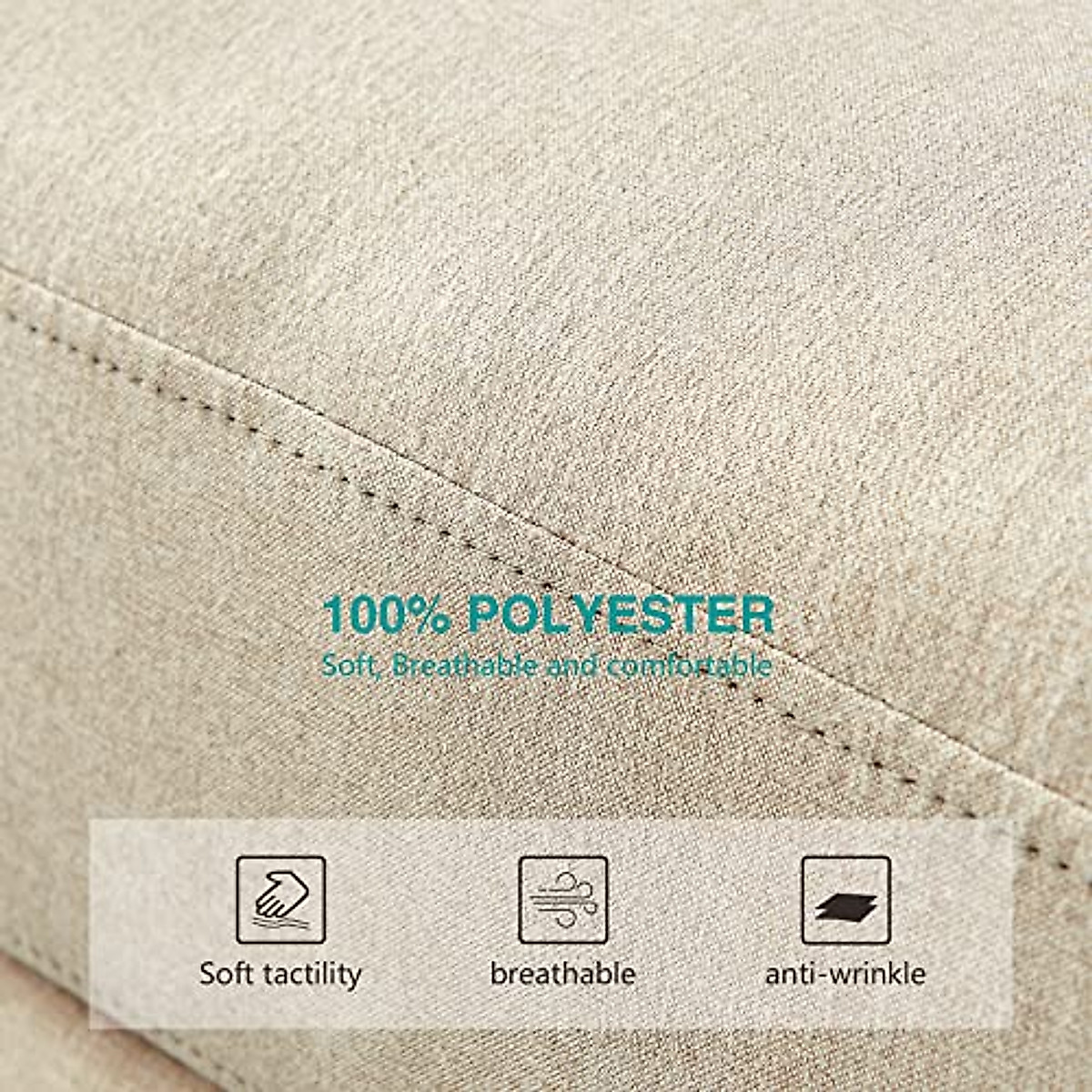 RUIFUDA 3 Seater Couch Sofa, Modern Sofa with Classic Nails & Seat Cushion Backrest Removable for Living Room, Bedroom, Apartment, Beige-3 Seater