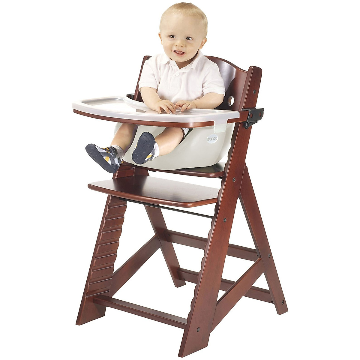 Keekaroo Height Right High Chair with Infant Insert & Tray, Mahogany/Vanilla