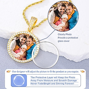 YIMERAIRE Picture Necklace Personalized Customized Engraved Text Photo Memory Pendant Heart Women Locket Photo Pendant Necklace Custom Picture Necklace Father Day Gift