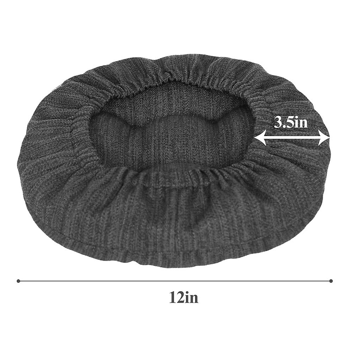 baibu Stool Covers Round, Super Soft Round Bar Stool Cushion Covers Seat Cushion - One Cushion Only（Gray-Black,12" (30 cm)