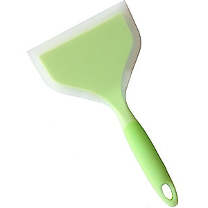 Minchsrin Silicone Wrapped Plastic Fish Spatula Pancakes Shovel Non-Stick Heat-Resistant Wide Flat Turner For Egg Tamales Pizza (Green)