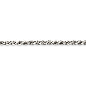 Sterling Silver Rhodium-plated 3mm Diamond-cut Rope Chain 22in 3mm style QDC070R-22