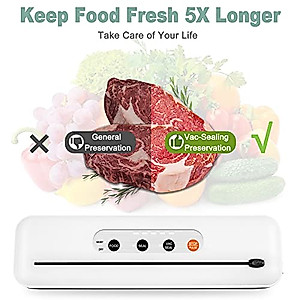 Toprime Vacuum Sealer Machine, 4-in-1 Automatic Vacuum Food Sealer One-touch VAC & SEAL for Food Preservation & Sous Vide with Full Starter Kits(White)