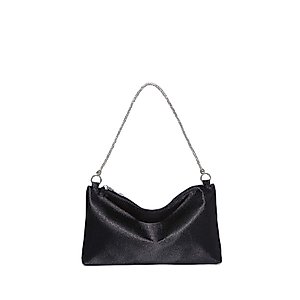 GORGLITTER Women's Satin Evening Handbag Wedding Prom Clutch Purse Party Formal Cocktail Clutches Shoulder Bag Black One Size