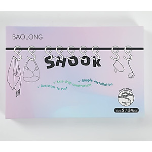 BAOLONG S Hooks for Hanging with Safety Buckle Anti-Drop S Hook 24 Pack 2.52inch White Windproof Hanger for Clothes, Bathroom and Kitchen Utensil Anti-Rust Plastic Ornaments Hooks