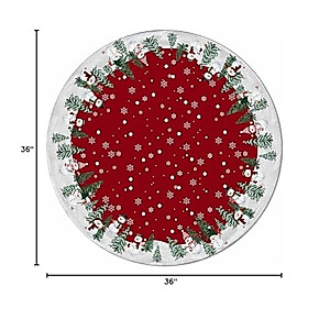 Jolunifun Christmas Red Round Area Rug 3ft,Washable Outdoor Indoor Carpet Runner Rug for Bedroom,Kitchen,Bathroom,Living/Dining/Laundry Room,Office,Area+Rug Bath Door Mat Snowflake Snowman Xmas Tree