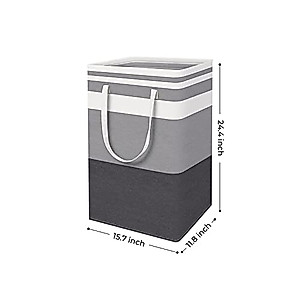 Large Laundry Basket, Waterproof, Freestanding Laundry Hamper, Collapsible Tall Clothes Hamper with Extended Handles for Clothes Toys in The Dorm and Family-(Gr