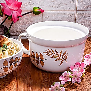 Whitenesser Soup Bowls with Lid and Handle, Microwave Bowls for Instant Noodle, Cereal Soup Oat (QY)