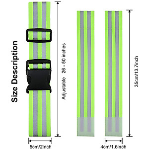 Hotop 6 Pieces Reflective Band Strap Safety Reflective Glow Belt PT Belt High Visibility Reflective Waist Belt for Arm, Wrist, Ankle, Leg Running Cycling Walking Marathon (Green)