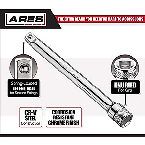 ARES 70243-3-Piece 1/4-Inch Drive Socket Extension Set - Includes 2-Inch, 4-Inch and 6-Inch Extensions - Premium Chrome Vanadium Steel with Mirror Finish