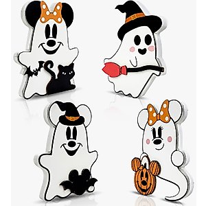 Cute Ghost Halloween Decorations Ghost Halloween Table Decorations 4Pcs Halloween Spooky White Ghost Wooden Sign Pumpkin Black Cat Bat Table Centerpiece for Halloween Home Decor