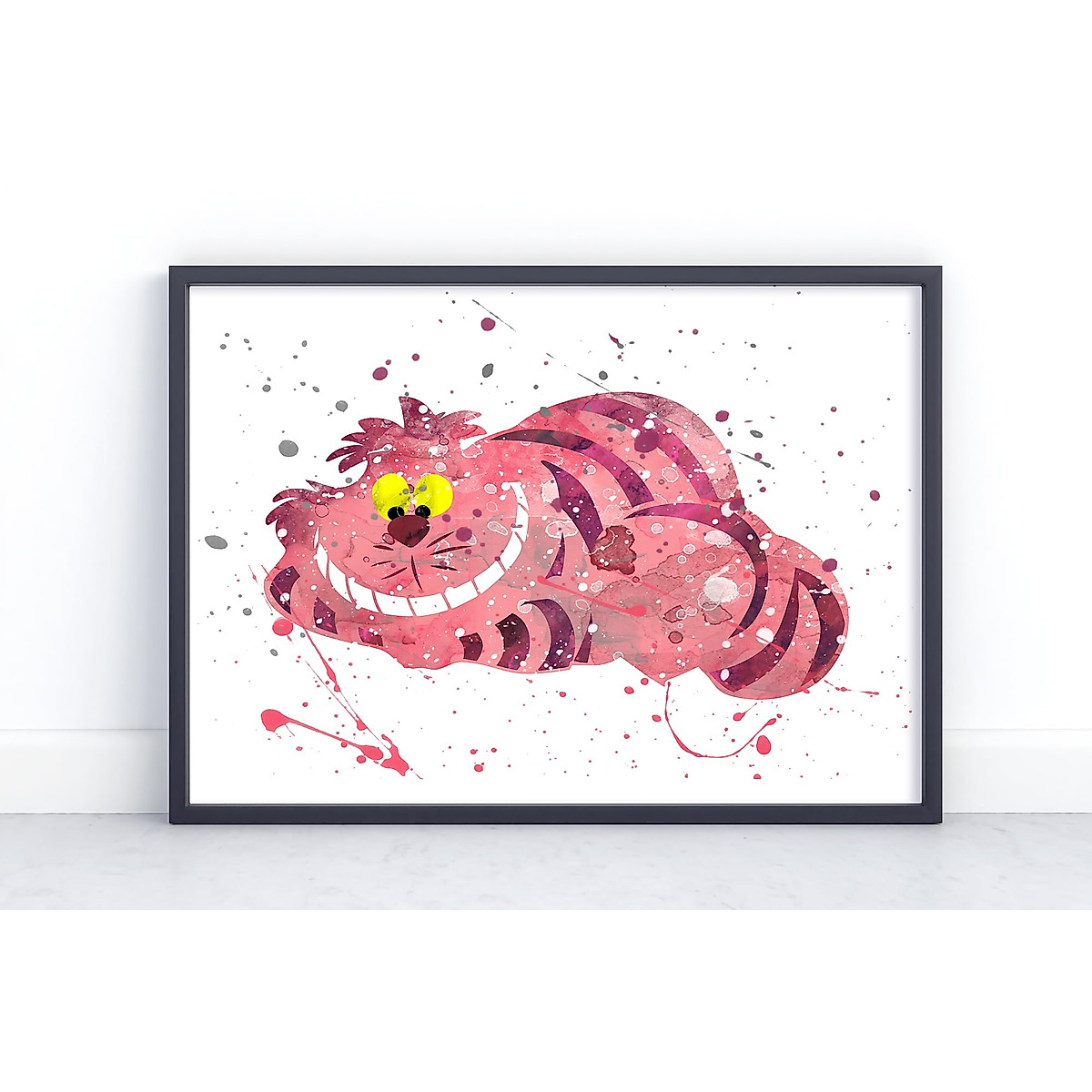 Cheshire Cat Prints, Alice in Wonderland Watercolor, Nursery Wall Poster, Holiday Gift, Kids and Children Artworks, Digital Illustration Art