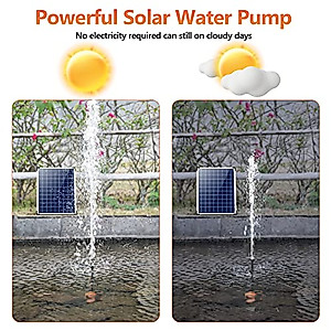 Antfraer Solar Water Pump, 25W Solar Fountain Pump 410GPH+ Flow Adjustable with PVC Tubing & 17Ft Long Cord Submersible Solar Water Fountain Kit for Pond Fish Pond Garden Waterfall Hydroponics Pool