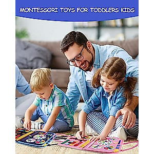 Supplim Busy Board Montessori Toy for Toddlers 1 2 3 4 5 Years Old - Educational Activity Sensory Board Preschool Learning Fine Motor Skills Toys, Toddler Travel Toy for Plane Car, Gift for Boys Girls