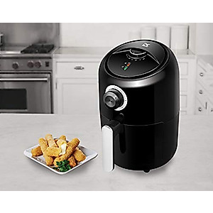 Kalorik 1.75 Quart Personal Air Fryer, Mini Space Saving Electric Healthy Cooking, Timer and Temperate Controls, Black.