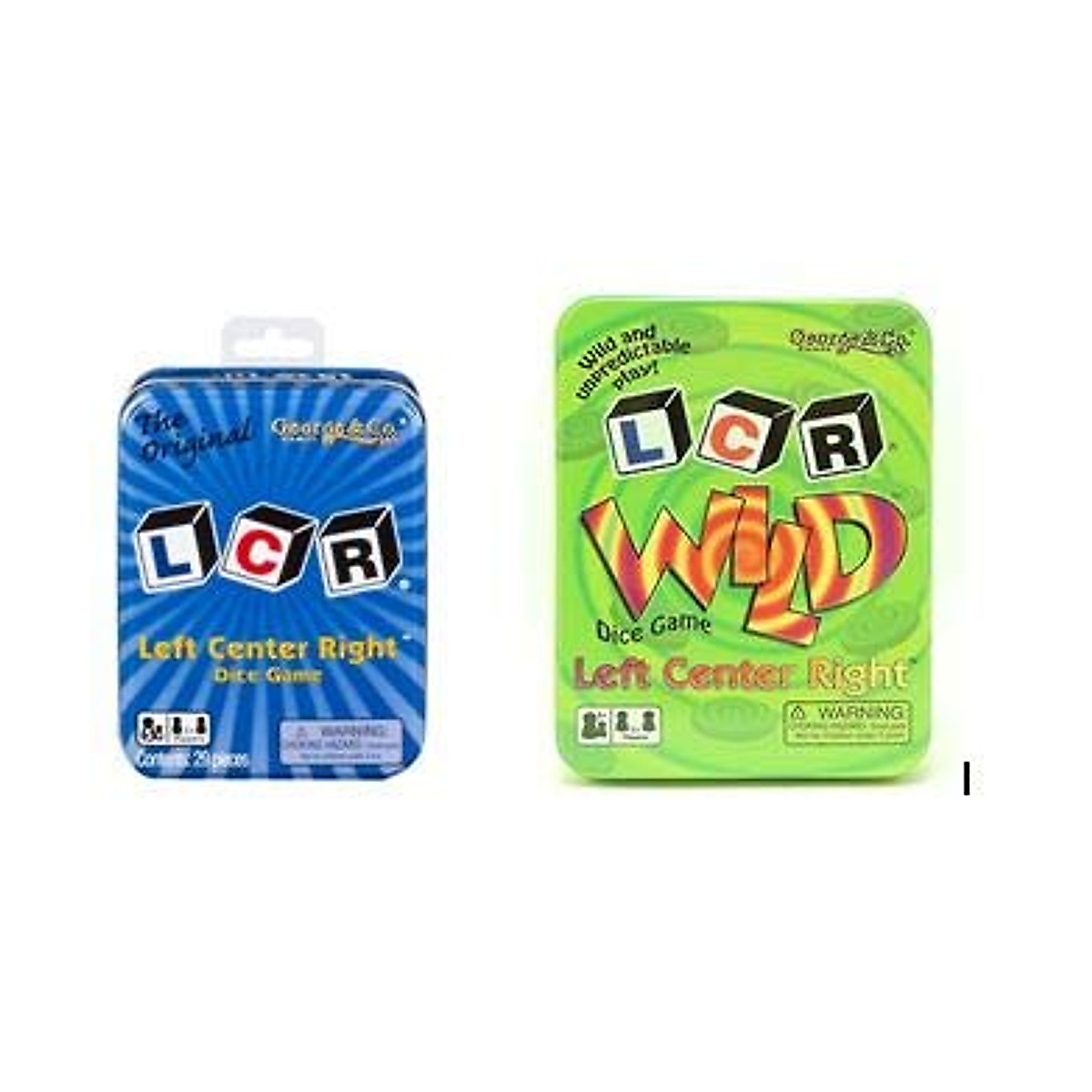 2 Pack, LCR Original in a Blue Tin & LCR Wild in a Green Tin Dice Game
