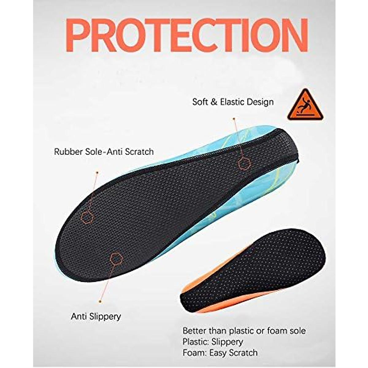 Epicgadget(TM) Quick-Dry Water Shoes, Barefoot Flexible Water Skin Shoes Aqua Socks for Beach, Swim, Diving, Snorkeling, Running, Surfing and Yoga Exercise (Black, L. US 7-8 EUR 38-39)