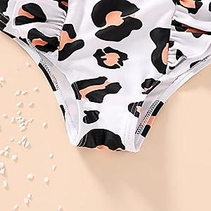 YOUNGER TREE Infant Baby Girl Swimsuit Plaid Beach Bikini Ruffles Swimwear Bathing Suit Outfits (3-6 Months, Leopard)