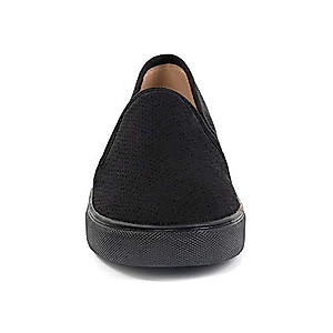 FUNKYMONKEY Women's Slip On Sneakers Preforated Comfortable Walking Casual Shoes (7 M US, Hole Black)