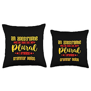 English Teacher FH An Apostrophe Does Not Make That Word Plural, I Promise-Throw Pillow, 18x18, Multicolor