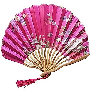 Xinbalove Hand Folding Fans Chinese Tai Chi Folding Fan Chinese Classic Folding Fan Hand Held Fan Bamboo Paper Folding Fan Party Wedding Decor Vintage Bamboo Folding Hand Fans (Color : I)
