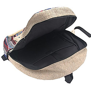 KayJayStyles Natural Handmade Large Multi Pocket Hemp Nepal Backpack (Owl)