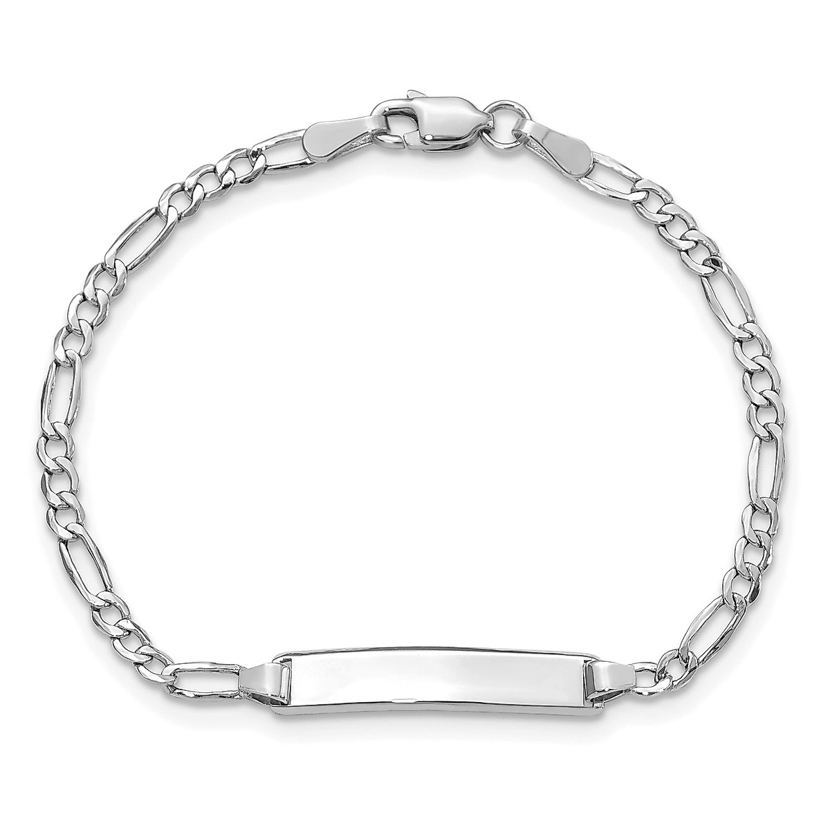 Brilliant Bijou 14k WG Semi-Solid Polished Figaro ID Bracelet