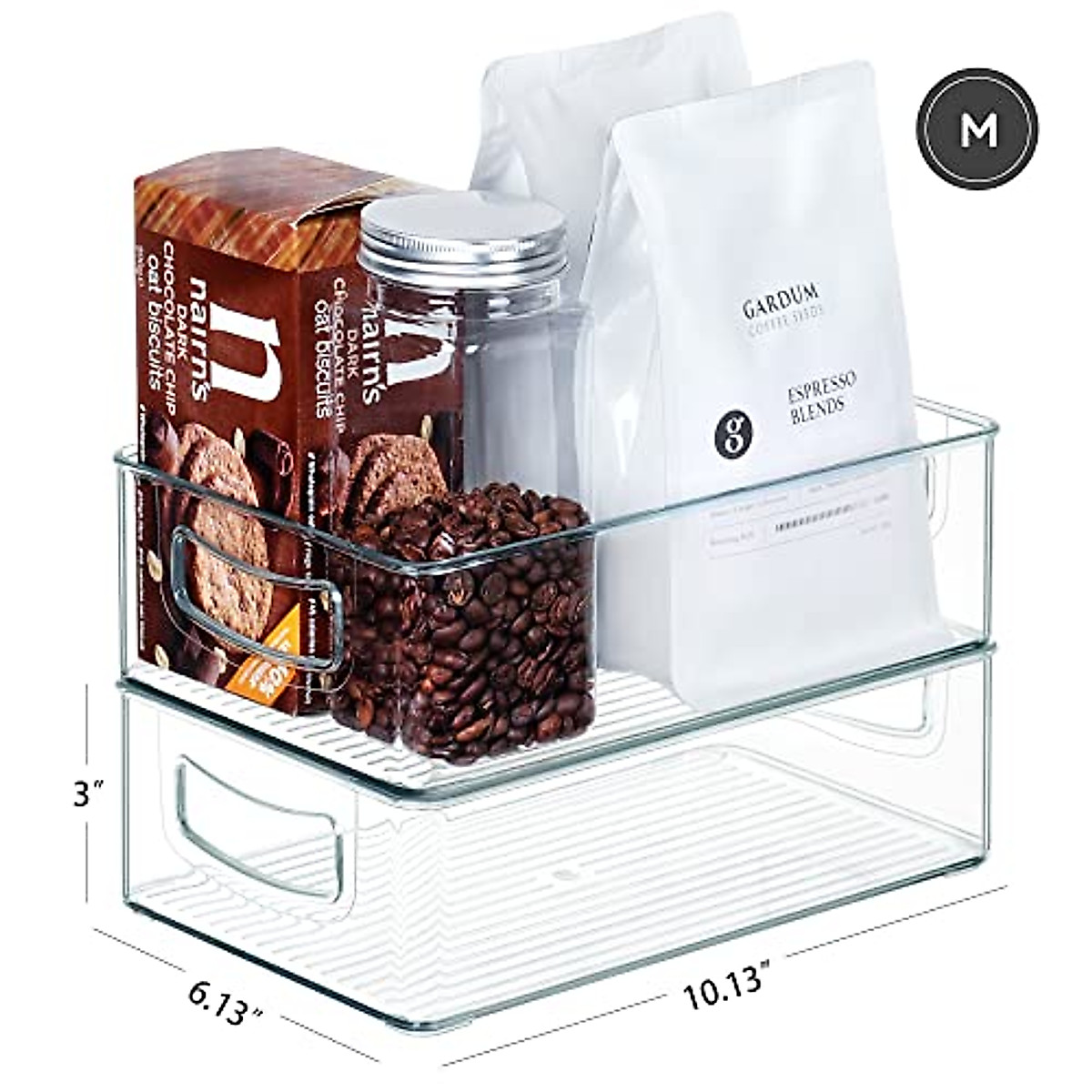8 PACK Multi-size Clear Plastic Storage Bins, Stackable Pantry Organizing Container for Home Edit and Cabinet Organizers