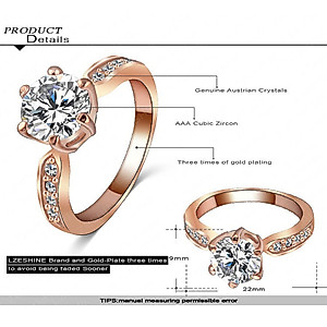 Women Rose Zircon Engagement Rings CZ Simulated Diamond Proposal Rings Wedding Rings Elegant Dainty Jewelry (Rose Gold, RG8)