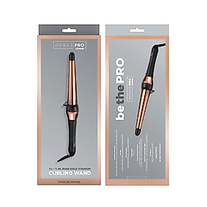 INFINITIPRO BY CONAIR Rose Gold Titanium 1 ¼-inch to ¾-inch Curling Wand, Tapered wand produces beachy waves