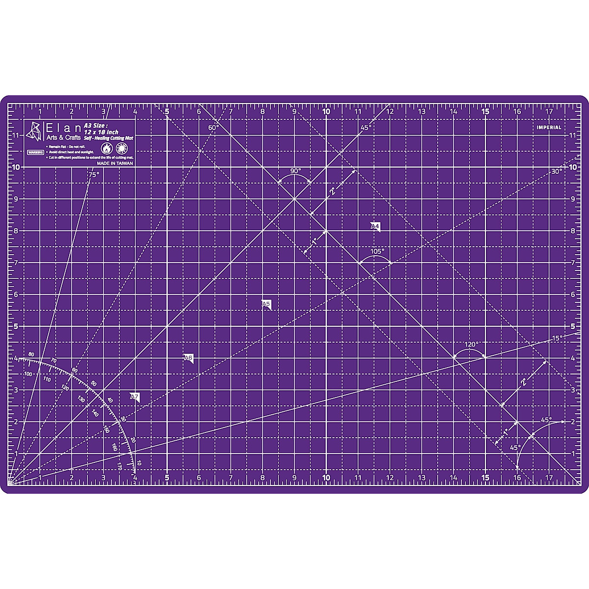 Elan Cutting Mat A3 Pink and Purple, 5-Ply Craft Mat, Self Healing Cutting Mat 18x12, Craft Cutting Board, Art Mat, Imperial Sewing Mat, Quilting Mat, Hobby Mat, for Sewing, Quilting supplies