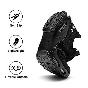 FefiYo Mens Air Athletic Running Tennis Shoes Non Slip Lightweight Sport Gym Jogging Walking Sneakers Black 10.5