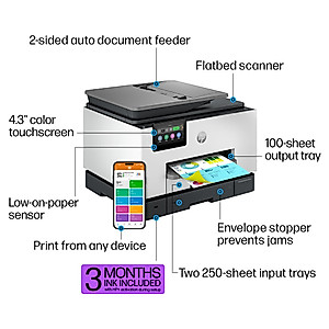HP OfficeJet Pro 9135e All-in-One Printer, Color, Printer-for-Small Medium Business, Print, Copy, scan, fax, Wireless 3 months of Instant Ink included; Two-Sided Printing; Two-Side