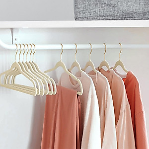 ManGotree Velvet Hangers, Coat & Suite Hangers, No-Slip Felt Hangers, Ultra-Slim Space Saving Hangers, Sturdy Clothes Hangers, 360° Swivel Golden-Plated Hook, 36 Pack (Beige)