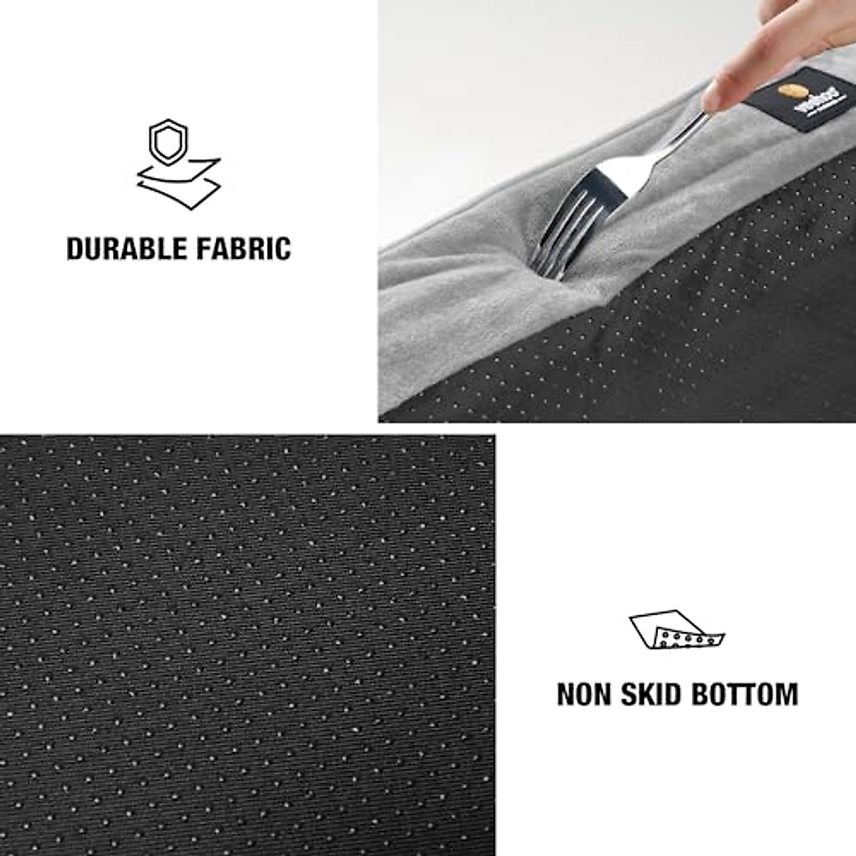 Veehoo Orthopedic Dog Bed for Medium Dogs - Medium Dog Bed with Washable Cover and Portable Handle, Dog Crate Bed Ped Bed Suitable for Dogs Up to 40lbs, Black