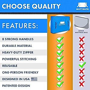 Nordic Elk Mattress Bags for Moving and Storage (full Xl Size) - Mattress Cover for Moving - Heavy Duty, 8 Handles and Strong Zipper Closure Storage Bag Supplies & Bags