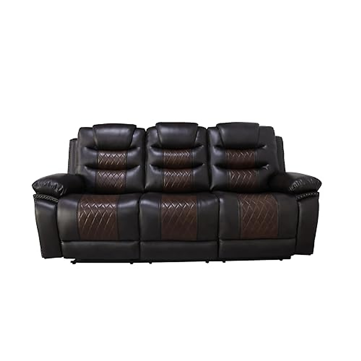 New Classic Furniture Nikko Faux Leather Manual Sofa with Dual Recliner, Brown