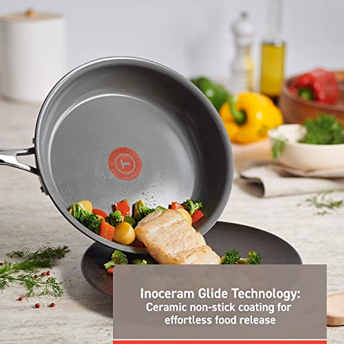 T-fal Ceramic Excellence Reserve Nonstick Cookware Set 10 Piece Induction, Pots and Pans