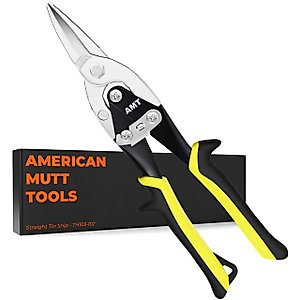 AMERICAN MUTT TOOLS 10 Inch Straight Cut Tin Snips Heavy Duty – CrMo Sheet Metal Cutter – Aviation Snips for Sheet Metal – Sheet Metal Snips, Sheet Metal Shears Tin Snips for Cutting Metal Sheet