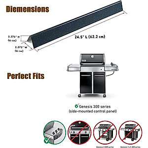 QuliMetal 24.5 Inch Flavorizer Bars and SUS304 34.5 Inch Grill Burner for Weber Genesis 300, E310 E320 S310 S320 (with Side Control Panels), Replaces Weber 7540 67722 67820