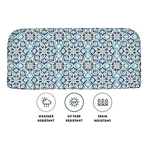 Honeycomb Indoor/Outdoor Beryl Pacific Blue Loveseat Bench Cushion: Rounded Corners, Recycled Fiberfill, Weather Resistant, Comfortable and Stylish Patio Cushion: 42" W x 18.5" D x 2.5" T